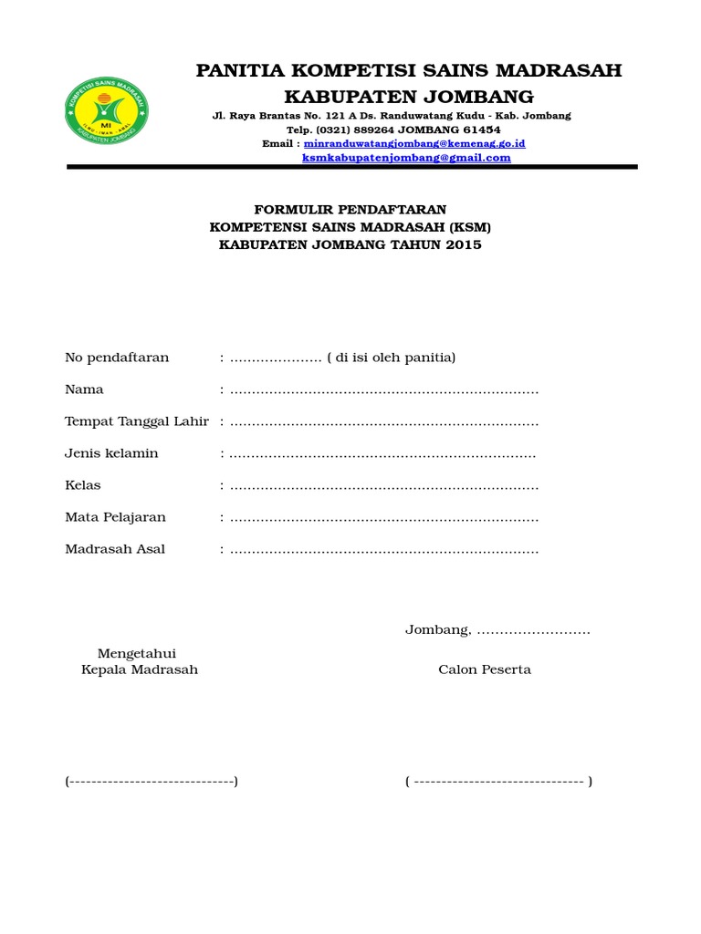 4 Form Pendaftaran KSM | PDF