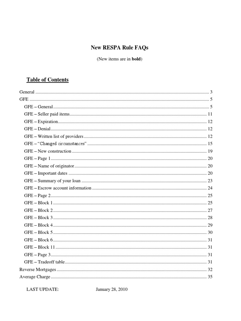 RESPA Rules FAQ's - 01.28.2010 | PDF