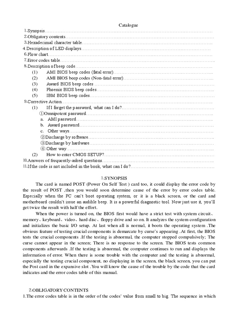 Computer Diagnostic Post Test Card | PDF | Bios | Booting
