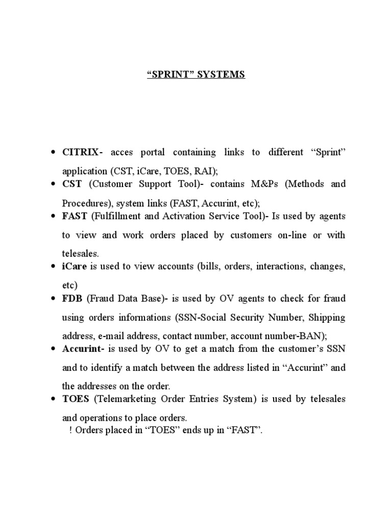 Sprint Systems | PDF | Credit Card | Service Industries