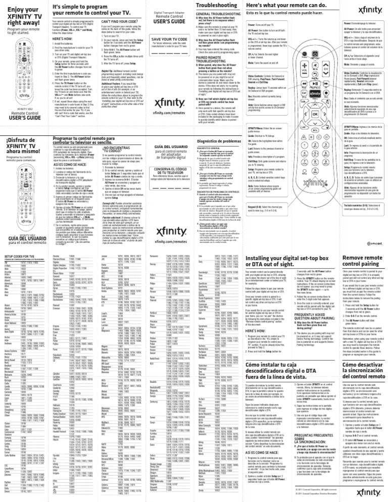 XR2 RemoteControl Rev 122911 | PDF | Set Top Box | Video On Demand