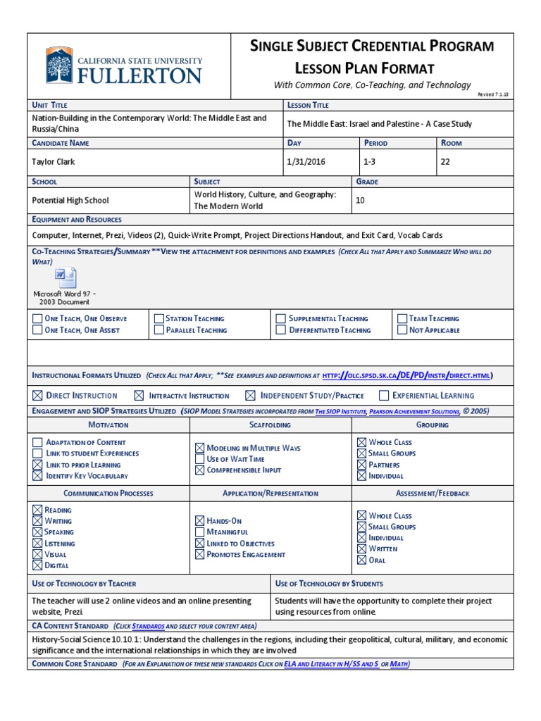 Intern Edsc New Lesson Plan Format History | PDF | Lecture | Common ...