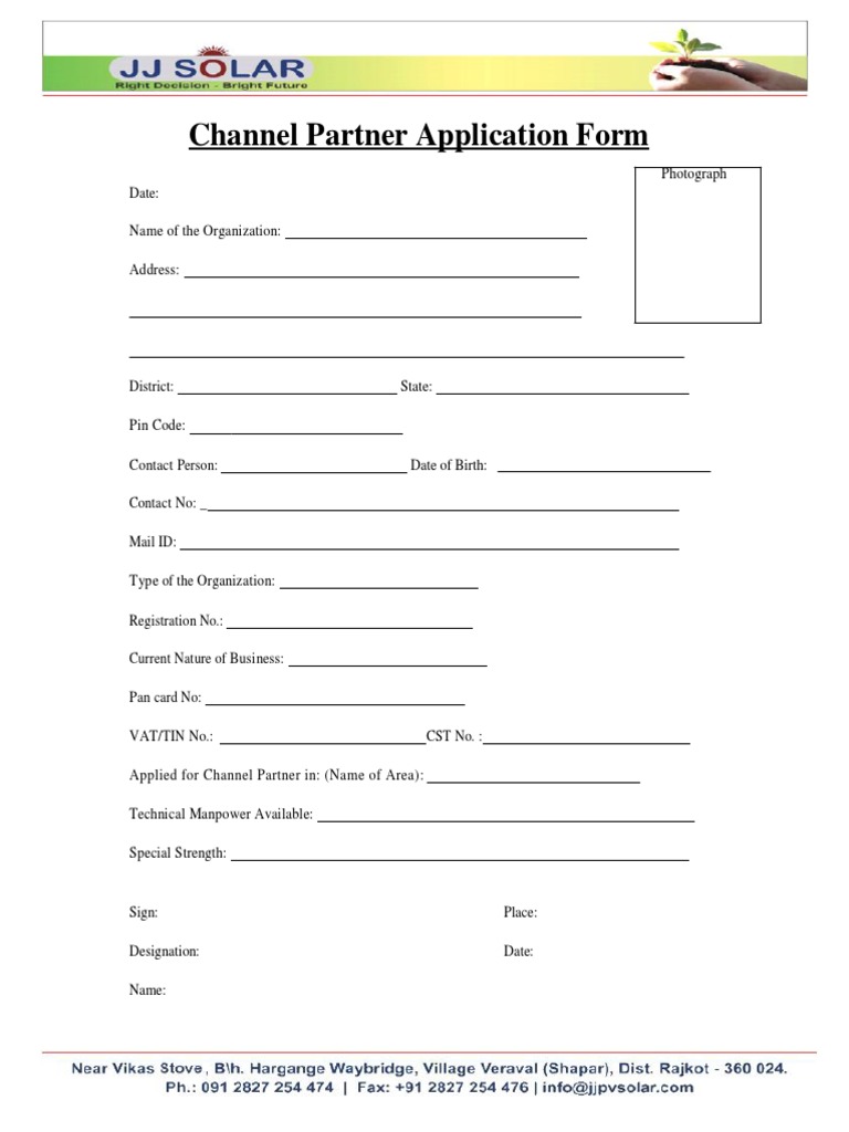 Channel Partner Application Form PDF | PDF