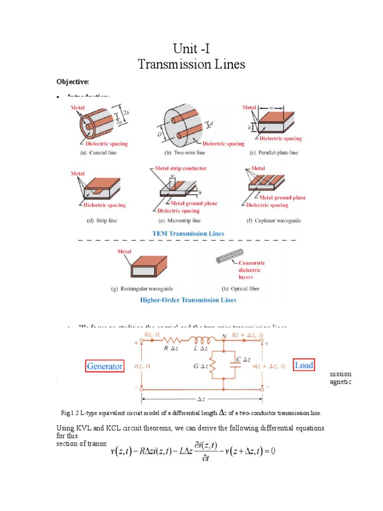 Unit I | PDF | Transmission Line | Inductance