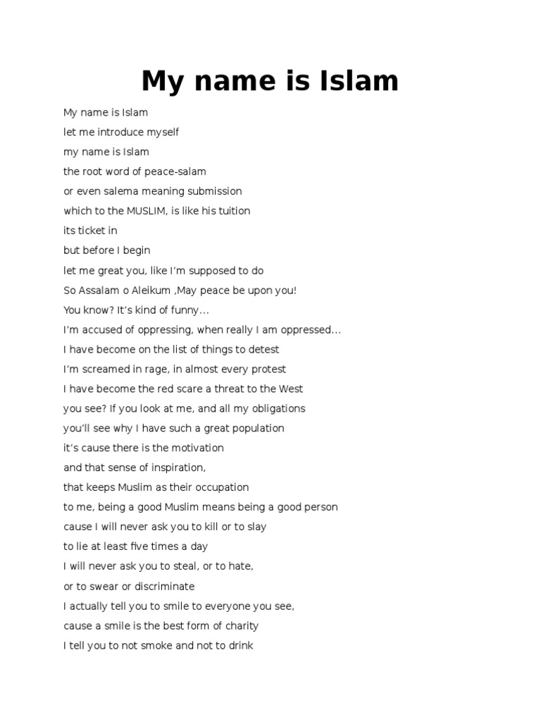 My Name Is Islam | PDF | Monotheistic Religions | Abrahamic Religions