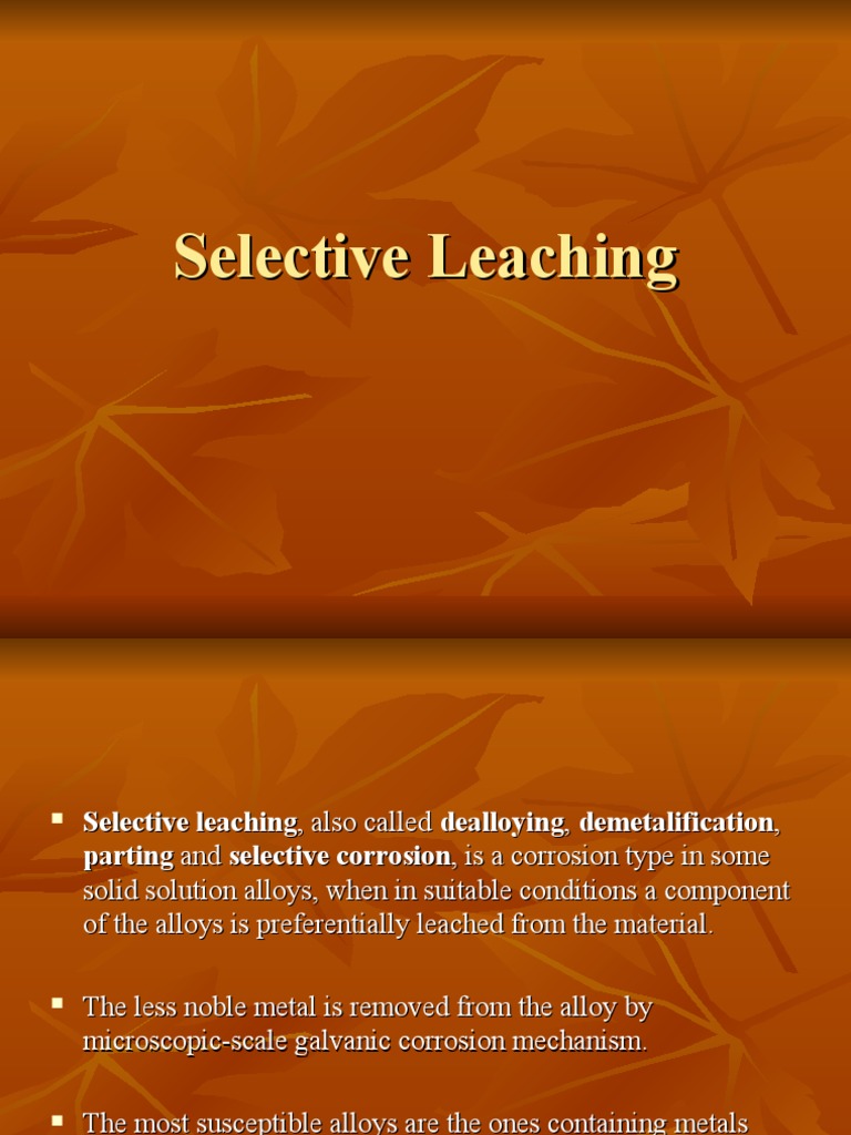 Selective Leaching | PDF | Corrosion | Electrochemistry