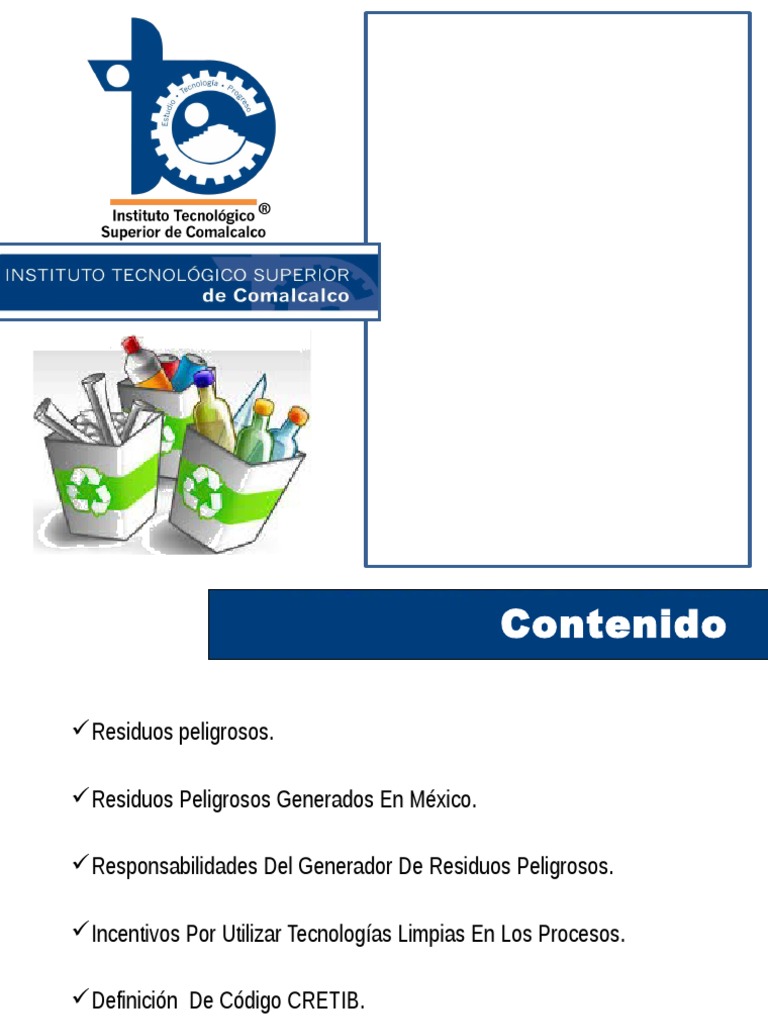 3.4.3.- Definicion de Residuos Peligrosos y Cretib | Material explosivo ...