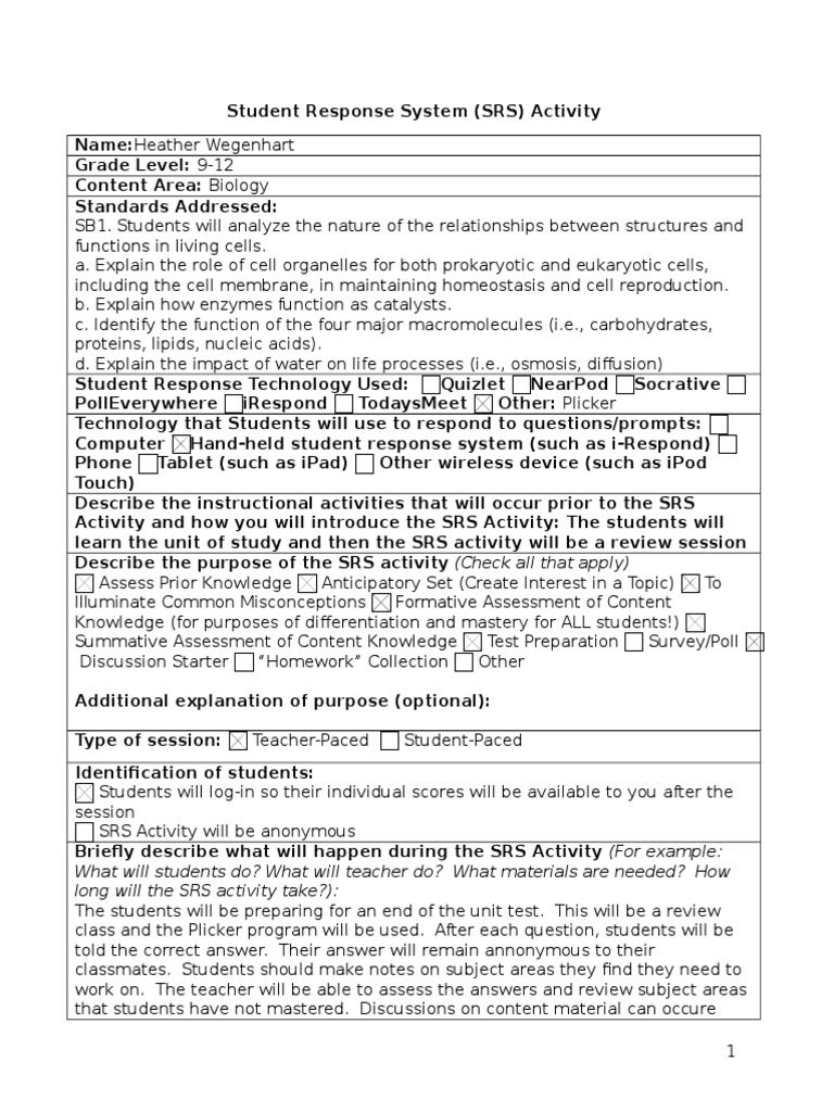 Engaging Biology Review with SRS Tools | PDF | Cell (Biology) | Teachers