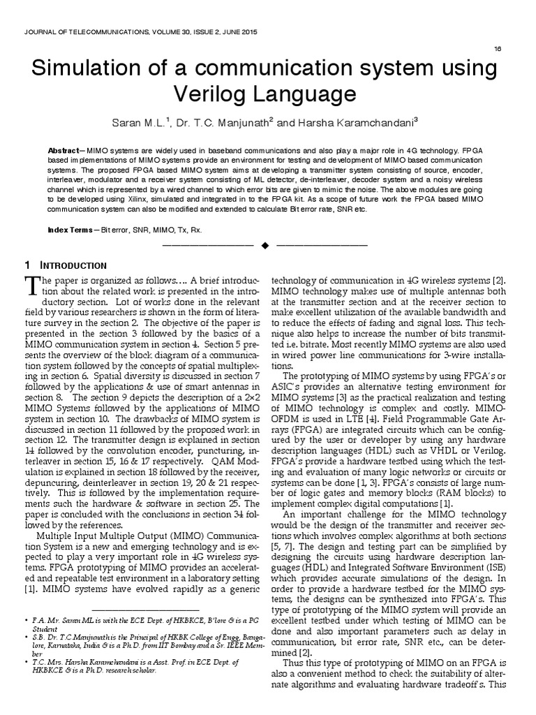 Simulation of A Communication System Using Verilog Language | PDF ...