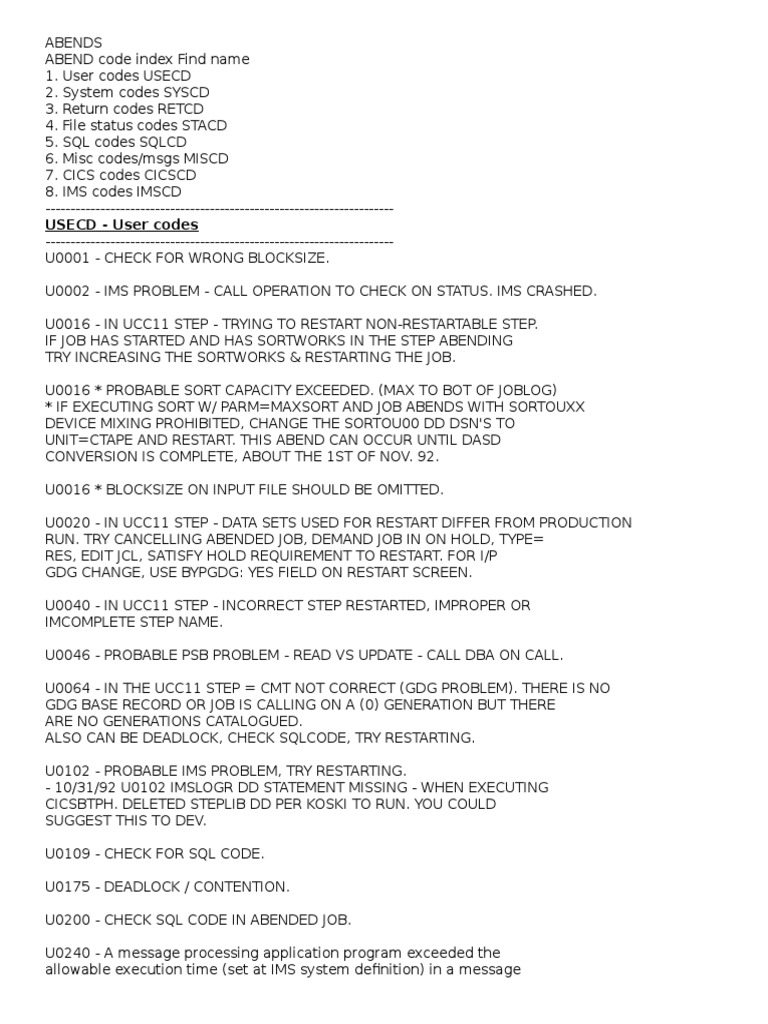 Abends All in One | PDF | Subroutine | Database Index