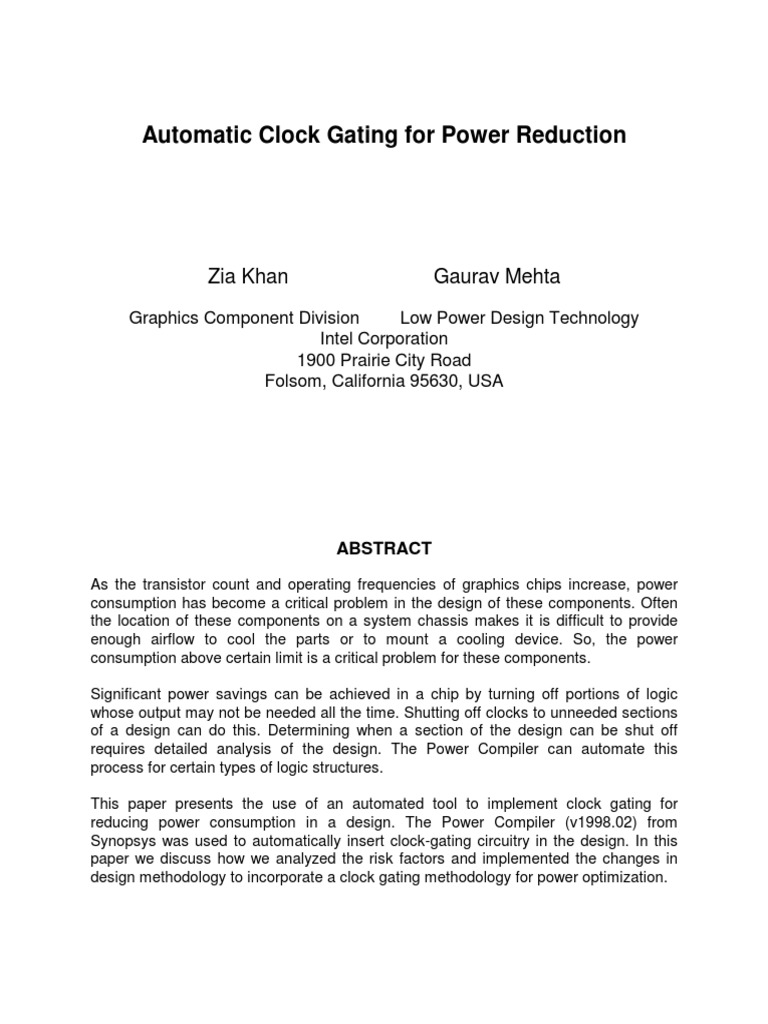 Automatic Clock Gating For Power Reductionl | PDF | Automation ...