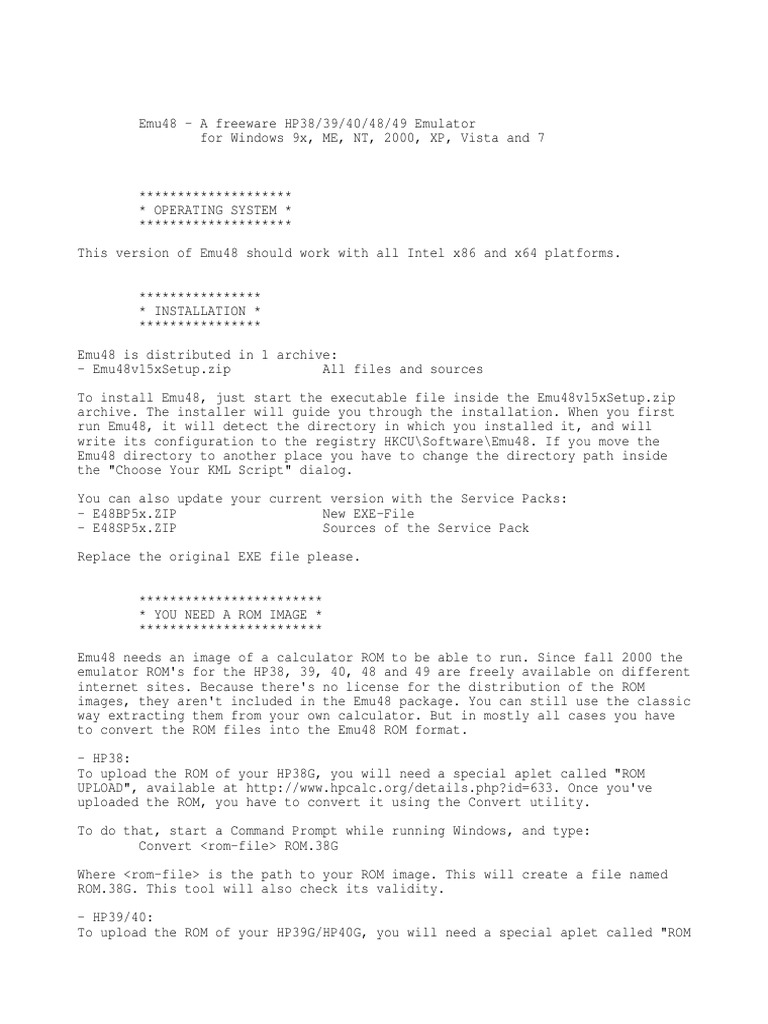 EMU48 | PDF | Emulator | Zip (File Format)