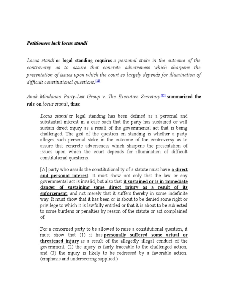 Legal Standing | PDF | Standing (Law) | Constitutional Law