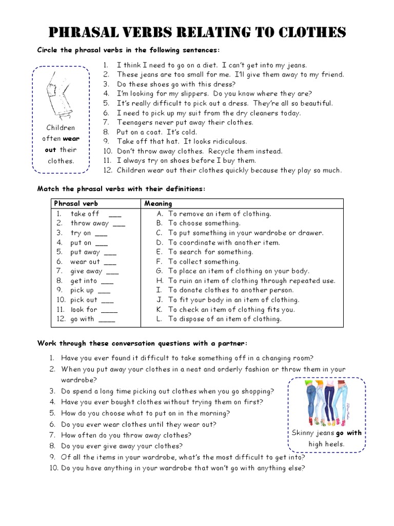 Phrasal Verbs Relating To Clothes | PDF | Clothing | Softlines (Retail)