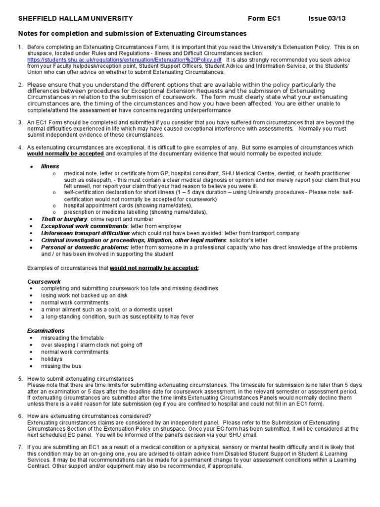 Sheffield Hallam University Form Ec1 Issue 03/13 Notes for completion ...