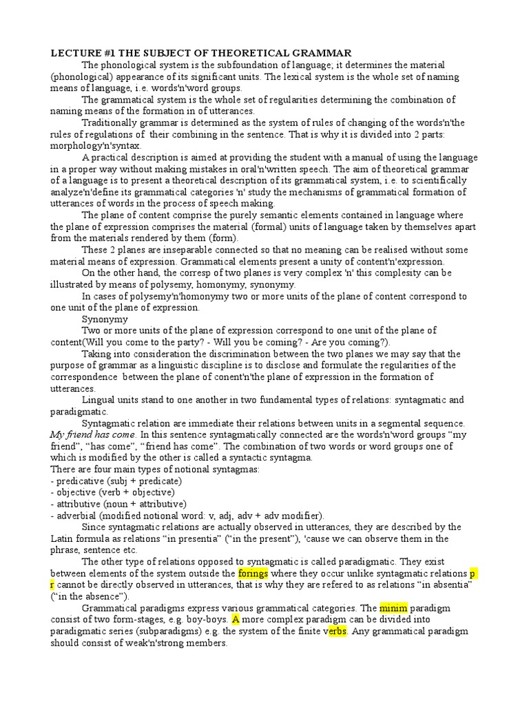 Theoretical Grammar of English Language | PDF | Part Of Speech | Grammatical Gender