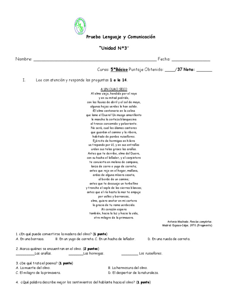 5°prueba | PDF | Rima | Poesía
