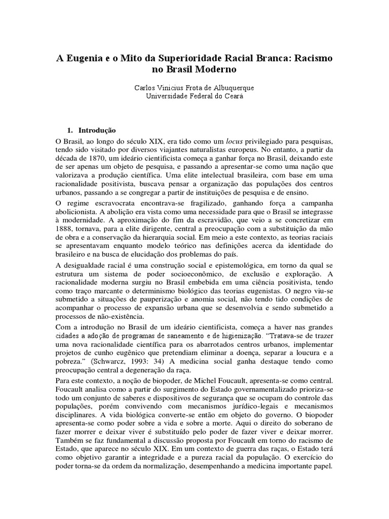 Racismo e Eugenia no Brasil do Século XIX | PDF | Racismo ...