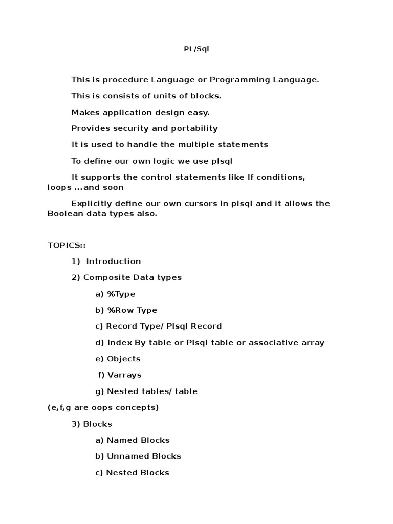 PLSQL | PDF | Pl/Sql | Information Retrieval