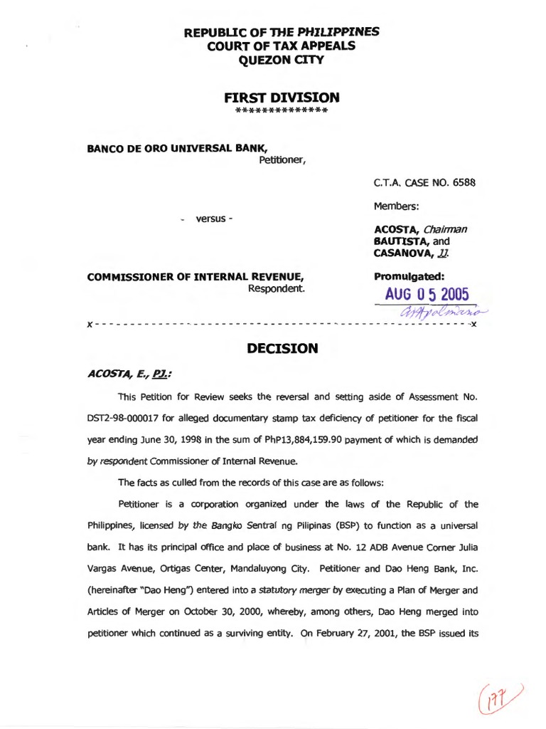 BDO V CIR CTA CASE NO 6588 | PDF | Certificate Of Deposit | Deposit Account