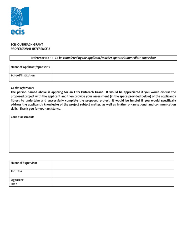 ECIS Outreach Application Ref 1 | PDF