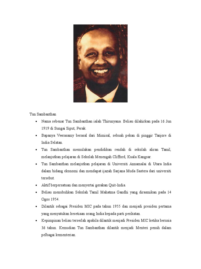 Tun V.T. Sambanthan | PDF