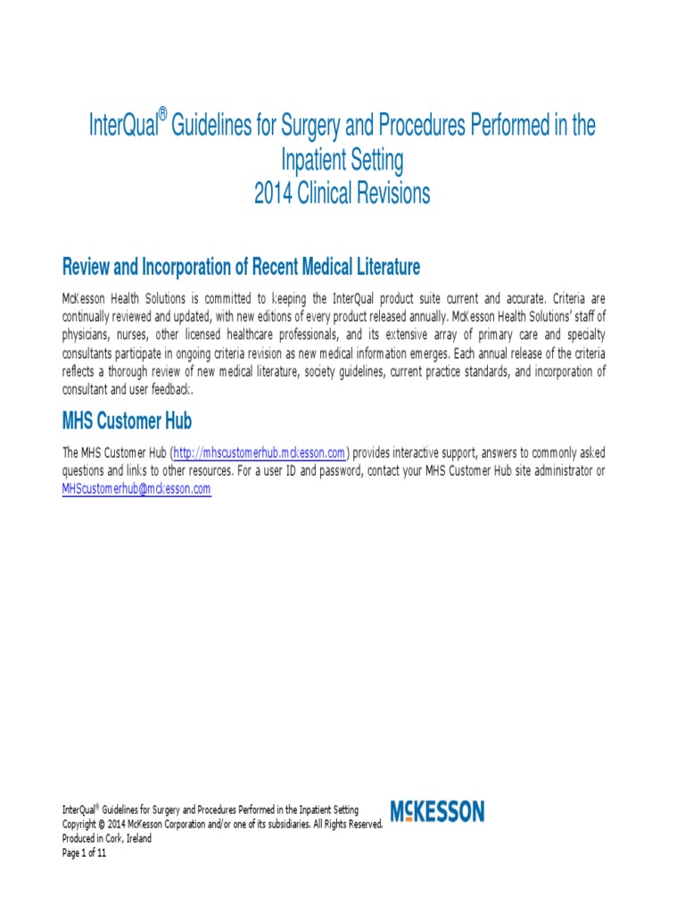 InterQual Guidelines InpatientList ClinicalRevisions 2014 | PDF ...