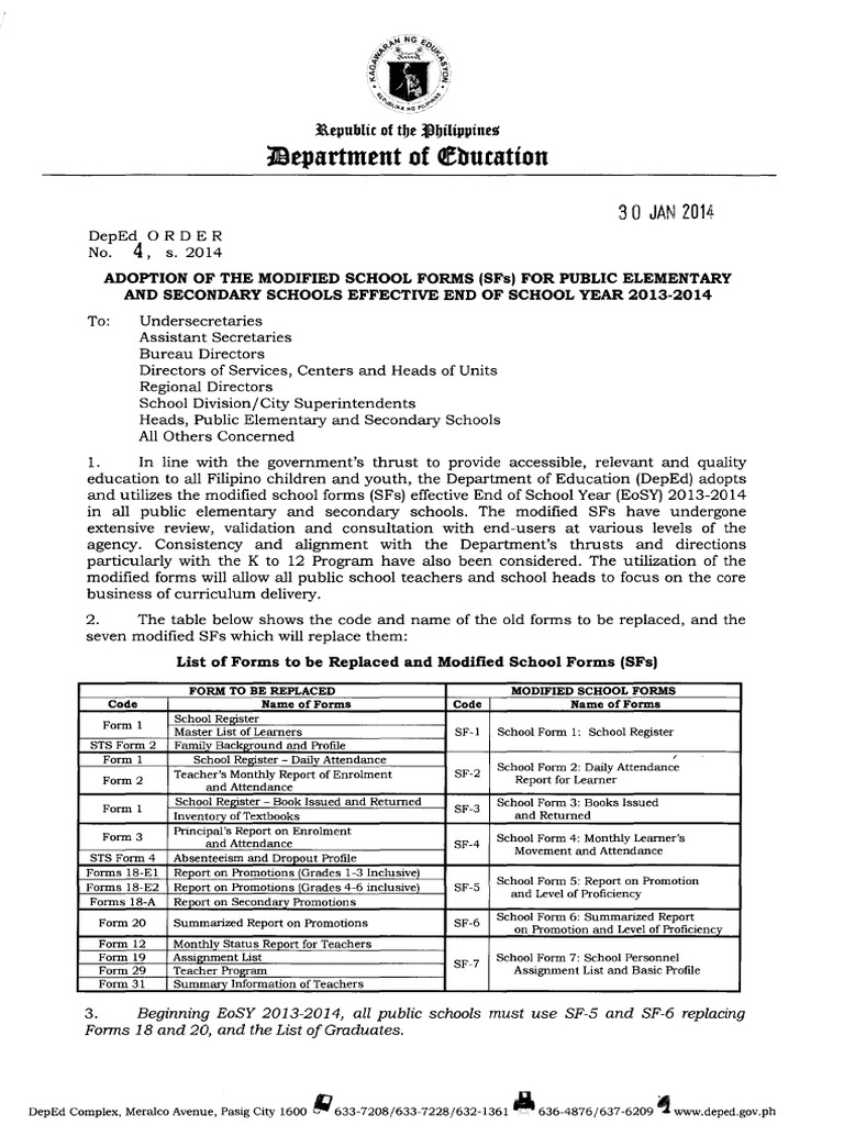 Deped Memo s2014 04 | PDF | Secondary School | Curriculum