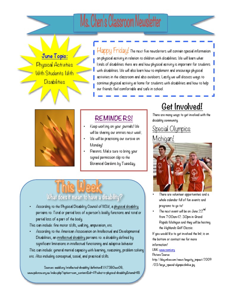 Nia Chen Newsletter Series | PDF | Intellectual Disability | Disability