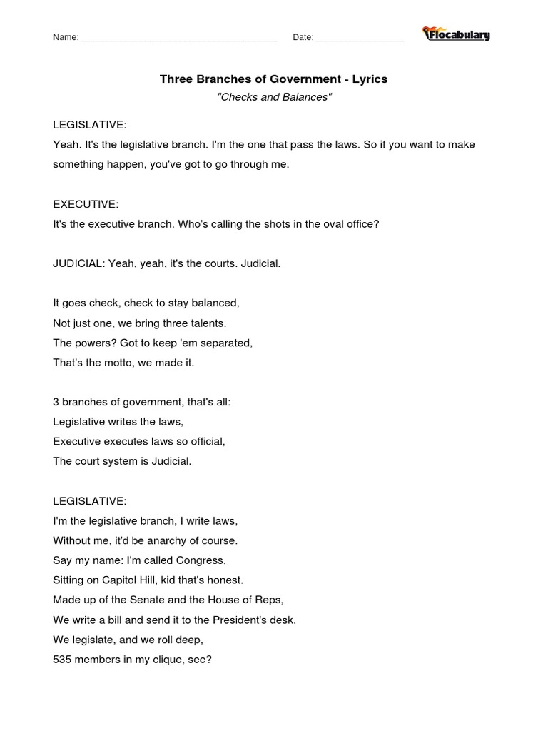 Three Branches of Government Song | PDF | Veto | United States Congress