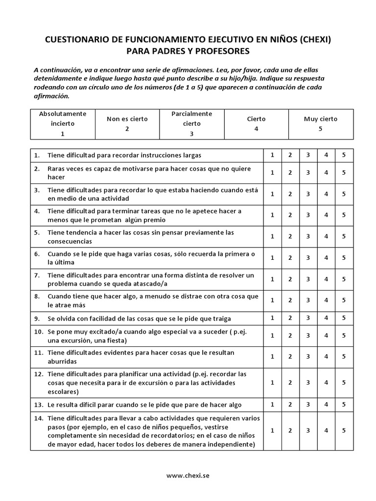 CHEXI Spanish | PDF | Ocio | Sicología