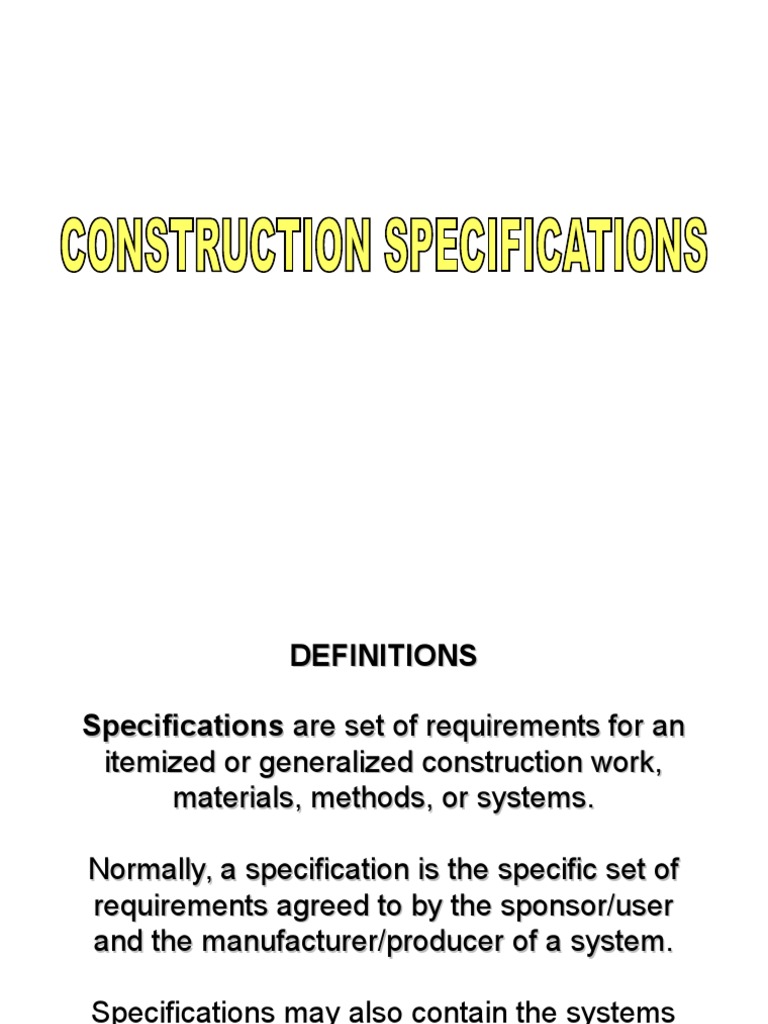 Construction Specifications | PDF | Specification (Technical Standard ...