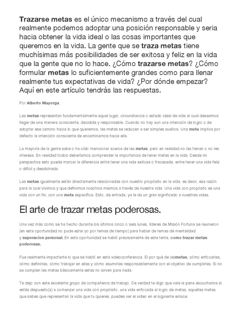 El Arte de Trazar Metas Poderosas | PDF | Ciencia cognitiva | Sicología