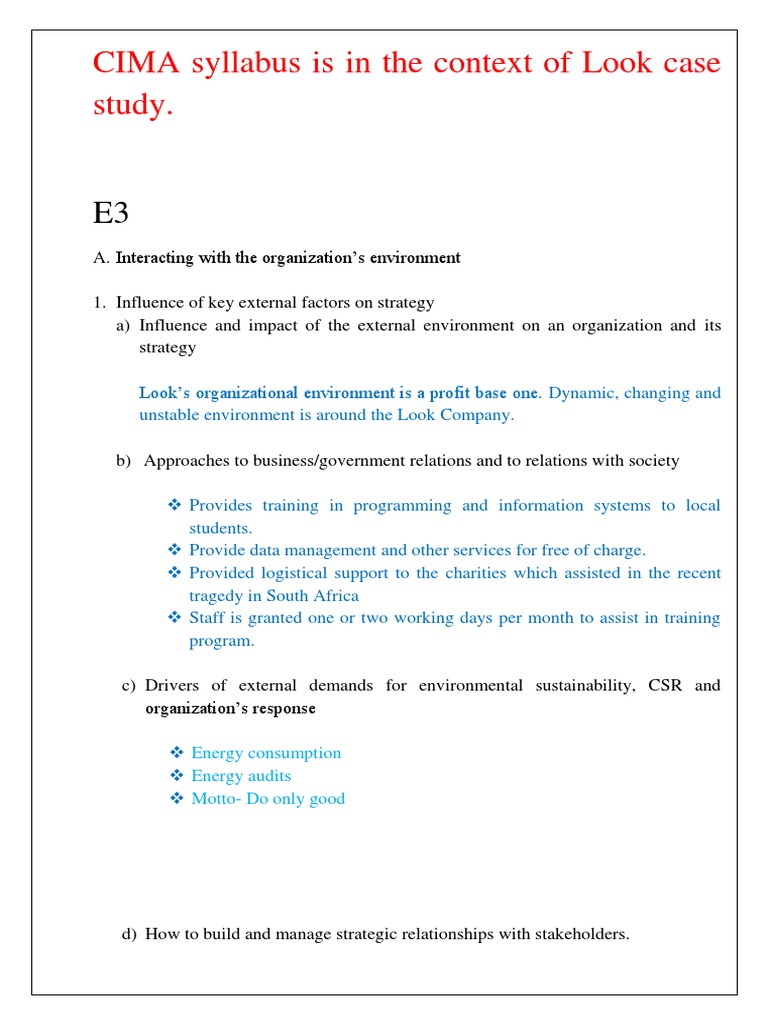 Cima E3 syllabus | Strategic Management | Knowledge Management