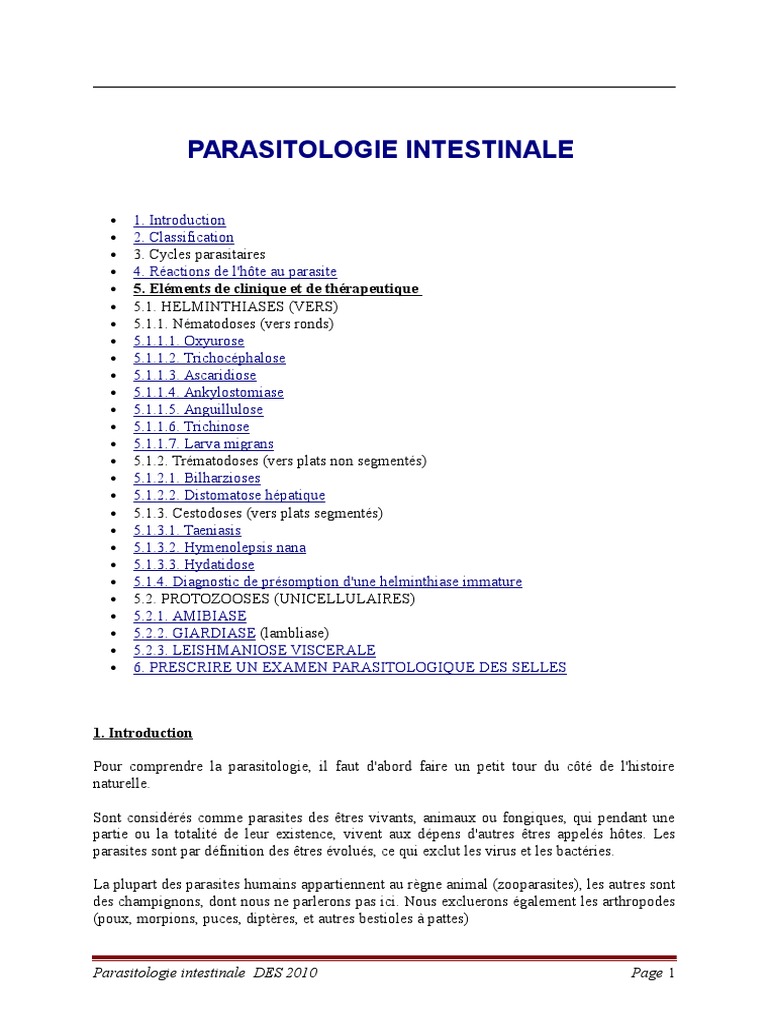 Parasitologie Intestinale | PDF | Immunologie | Maladies et troubles