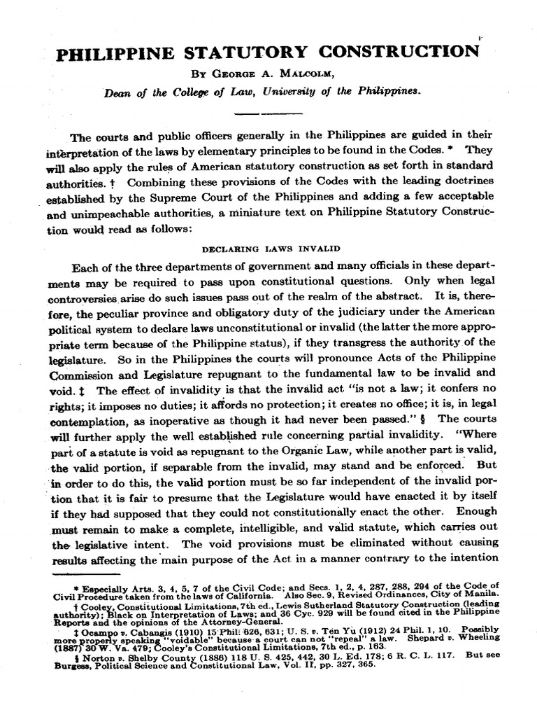 Philippine Statutory Construction | PDF | Statutory Interpretation ...