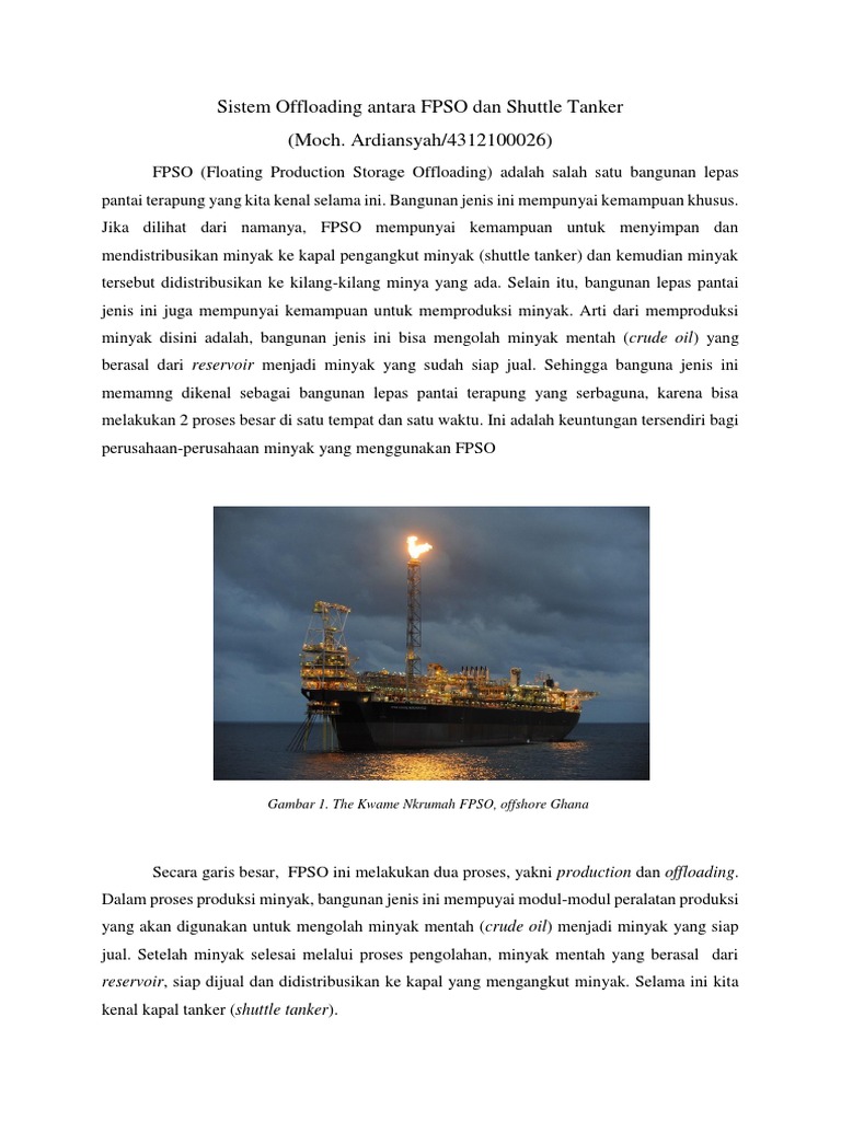 Sistem Offloading Antara FPSO Dan Shuttle Tanker 1 | PDF