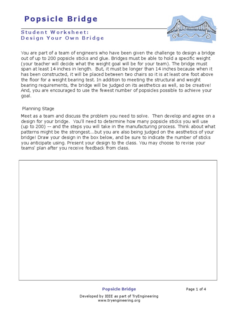 Popsicle Bridge Design Challenge | PDF | Educational Psychology ...