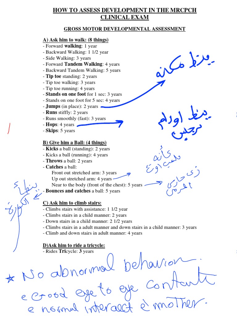 How To Assess Development in The MRCPCH Clinical Exam | PDF | Shape ...