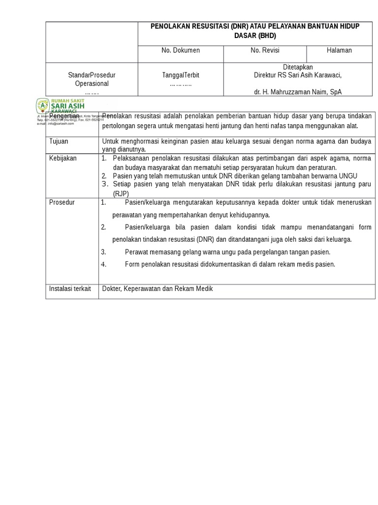 Spo Penolakan DNR Atau BHD | PDF