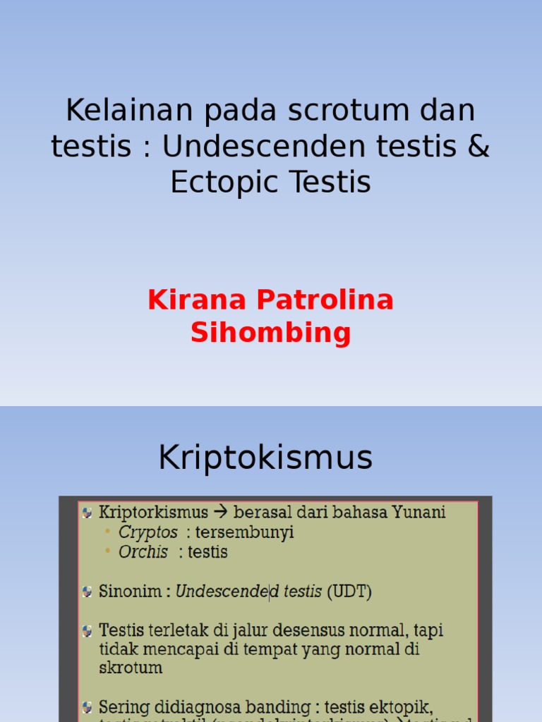 Undescenden Testis & Ectopic Testis | PDF