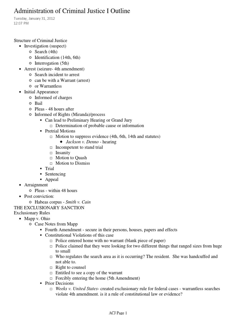 Administration of Criminal Justice I Outline | Download Free PDF ...
