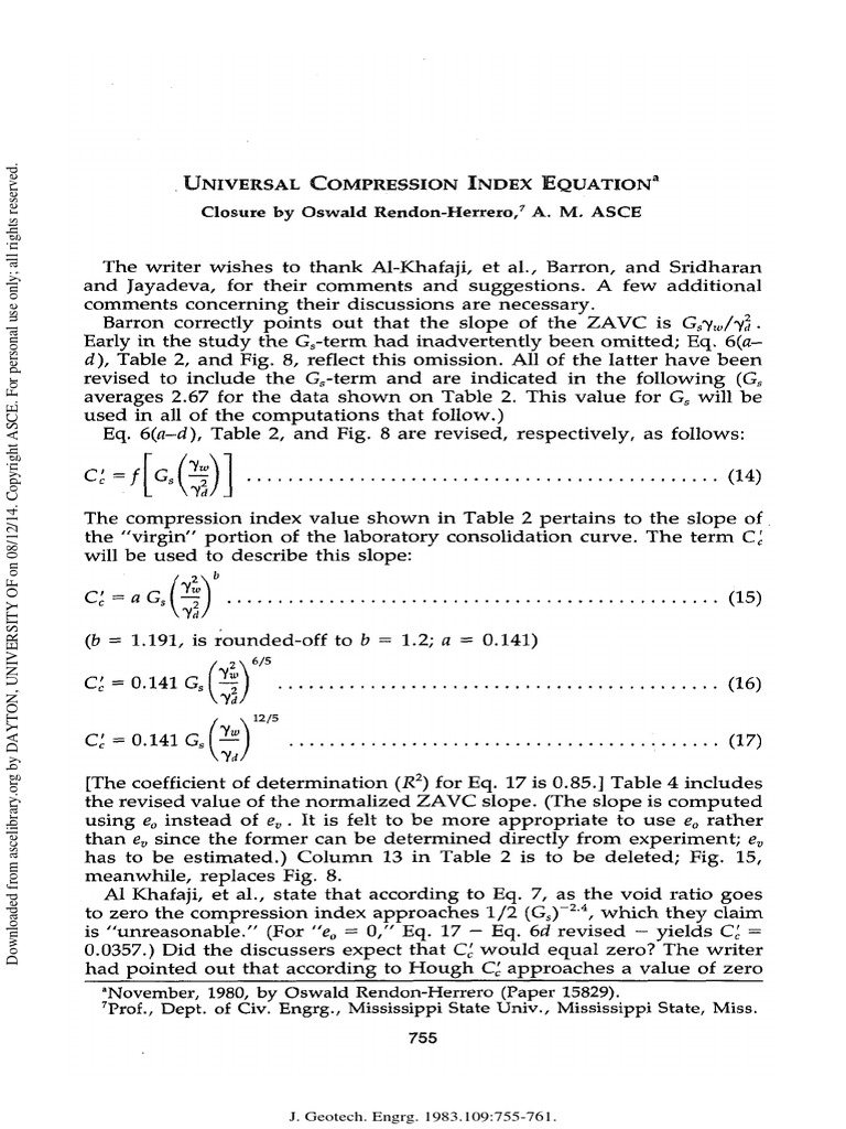 Universal Compression Index Equation | PDF | Regression Analysis ...