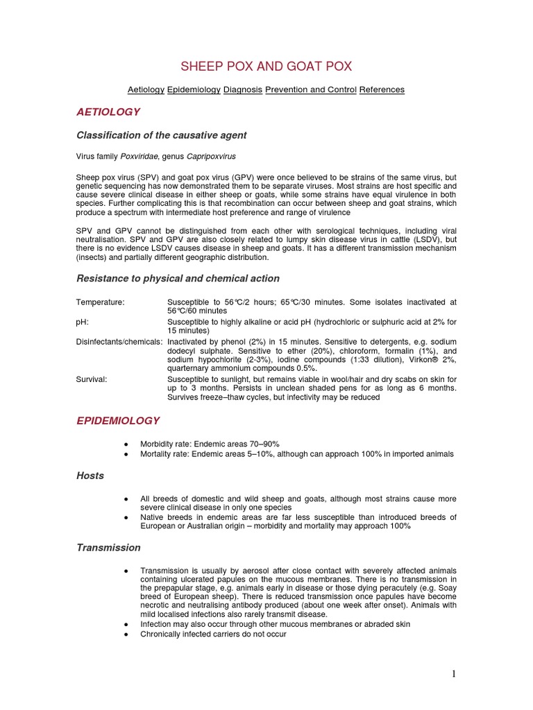 Sheep Goat Pox Pdf Infection Transmission Medicine
