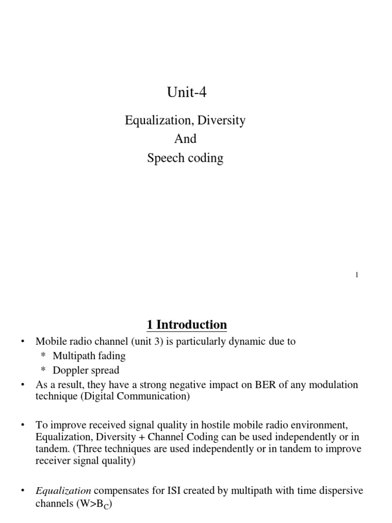 Unit 4 | PDF | Equalization (Audio) | Forward Error Correction