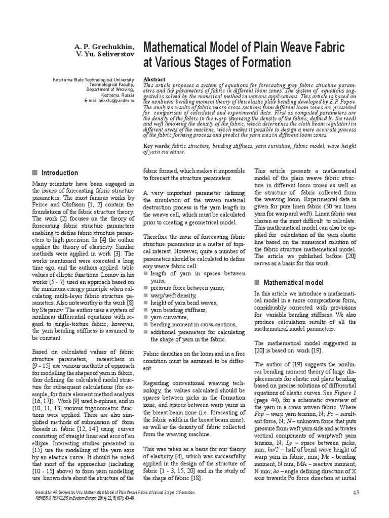 2014-5-43 - P Mathematical Model of Plain Weave Fabric at Various ...