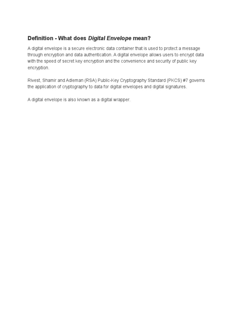 Digital Envelope: Definition and Use | PDF