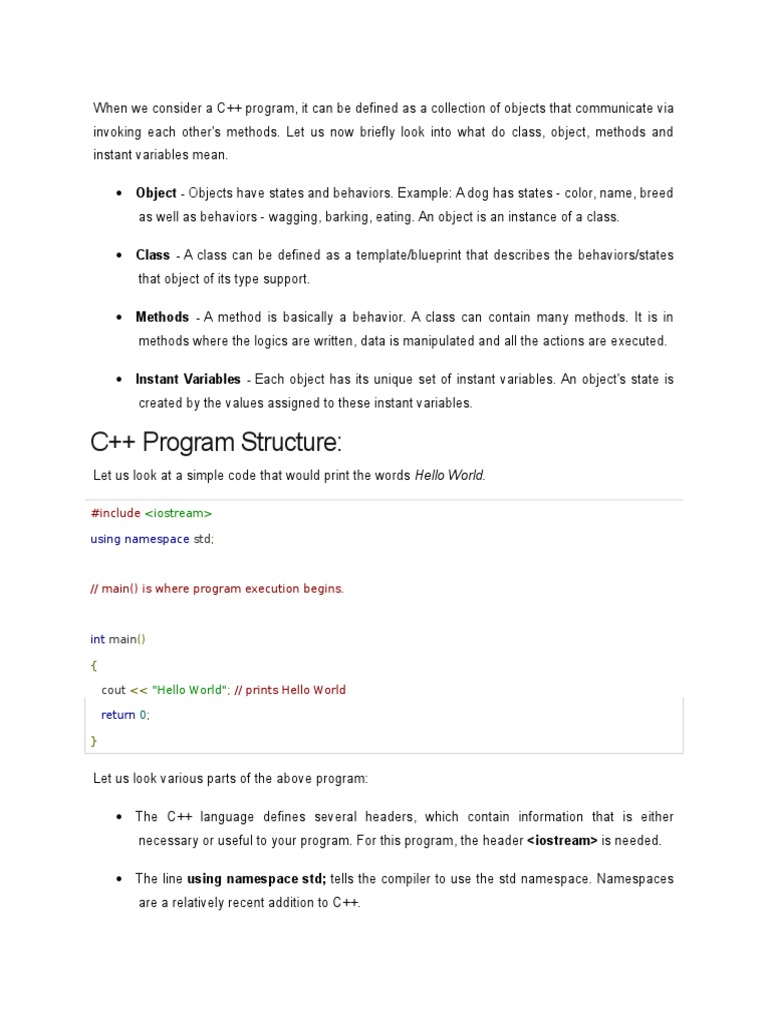 C++ Basic Syntax | Method (Computer Programming) | Class (Computer ...