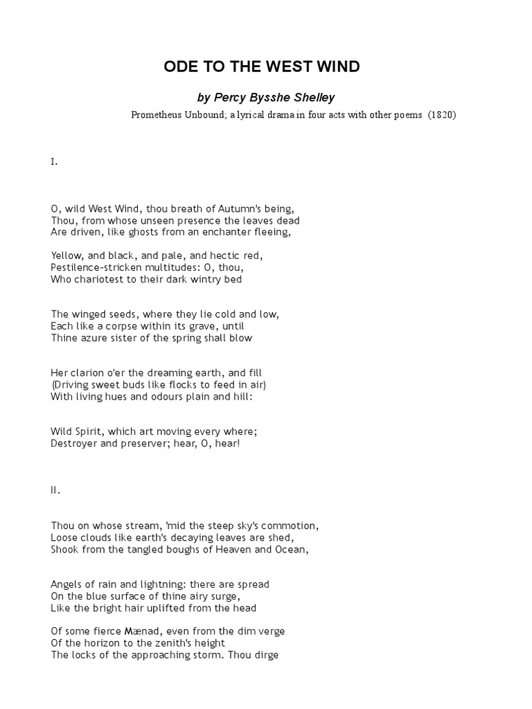 Ode To The West Wind | PDF | Nature