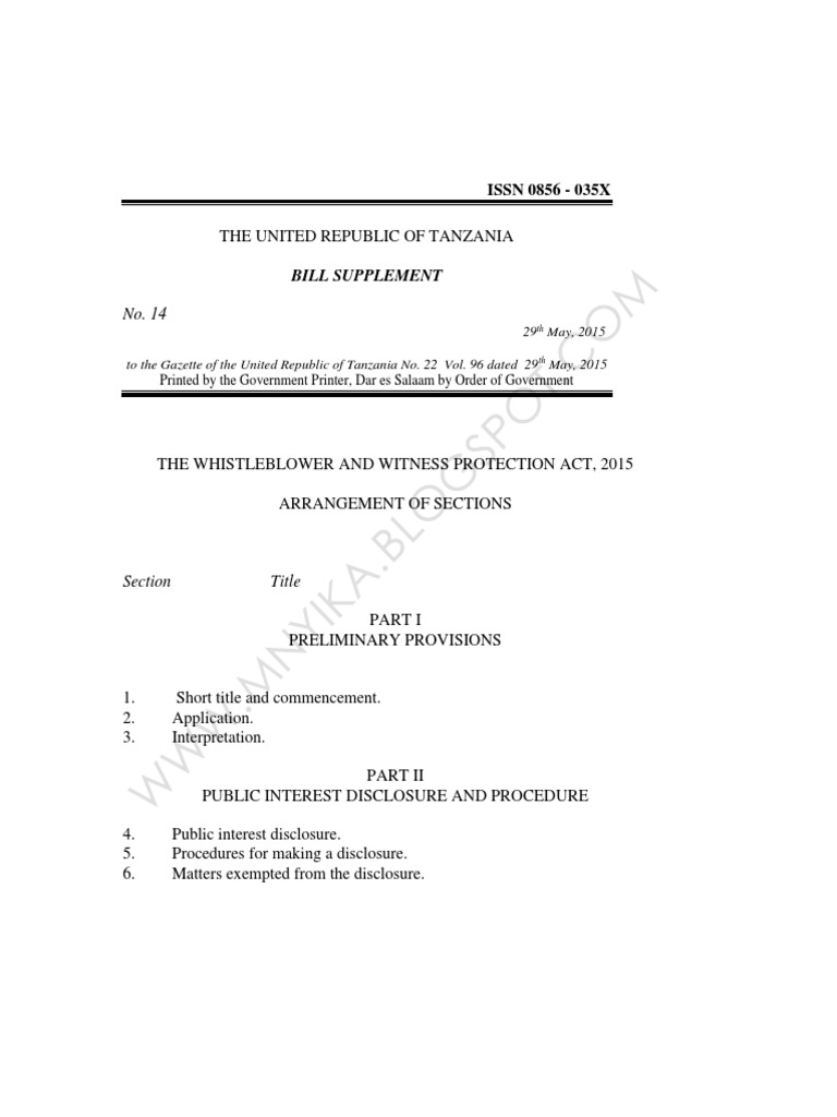 The Whistleblower and Witness Protection Act, 2015 | Download Free PDF ...